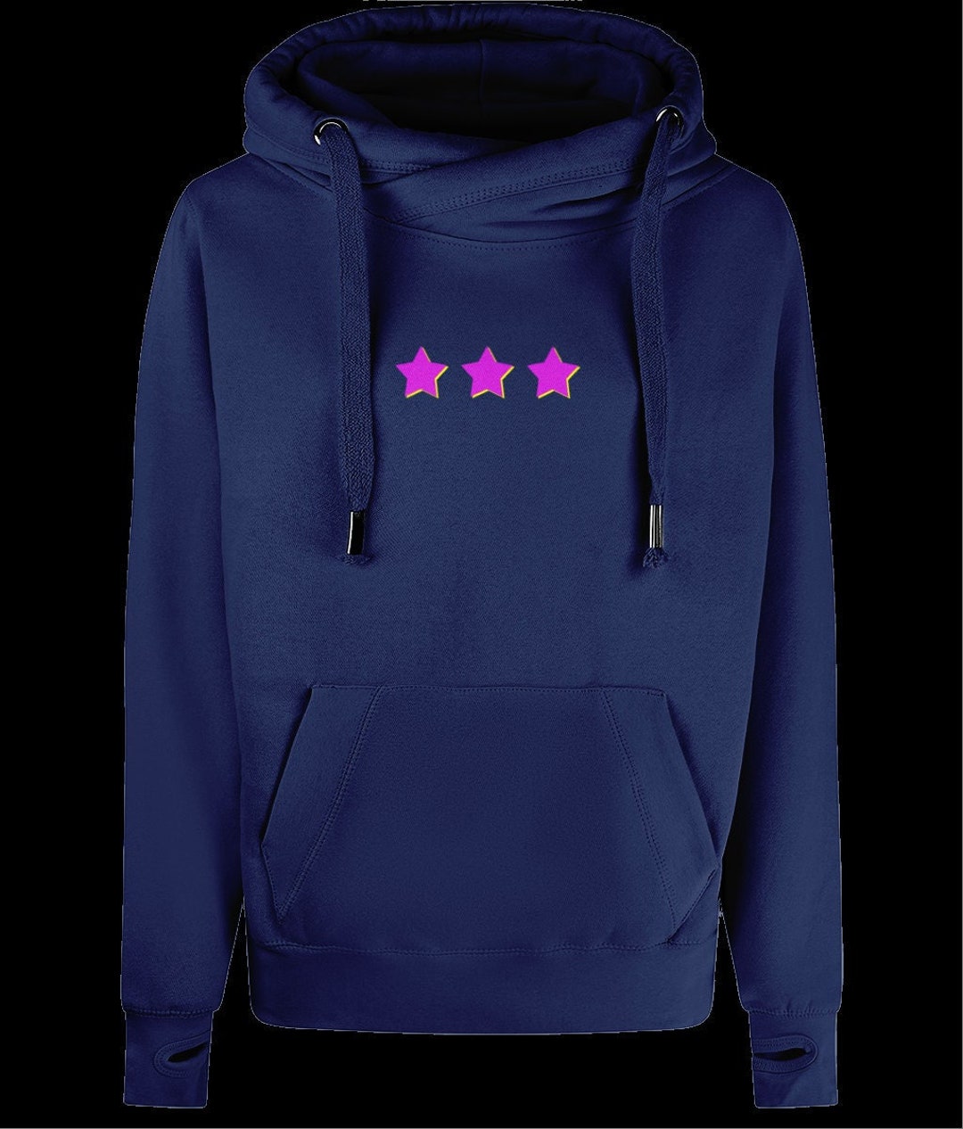 Neon STARS on Navy Blue Cross Neck Hoodie Women Men Unisex - Etsy