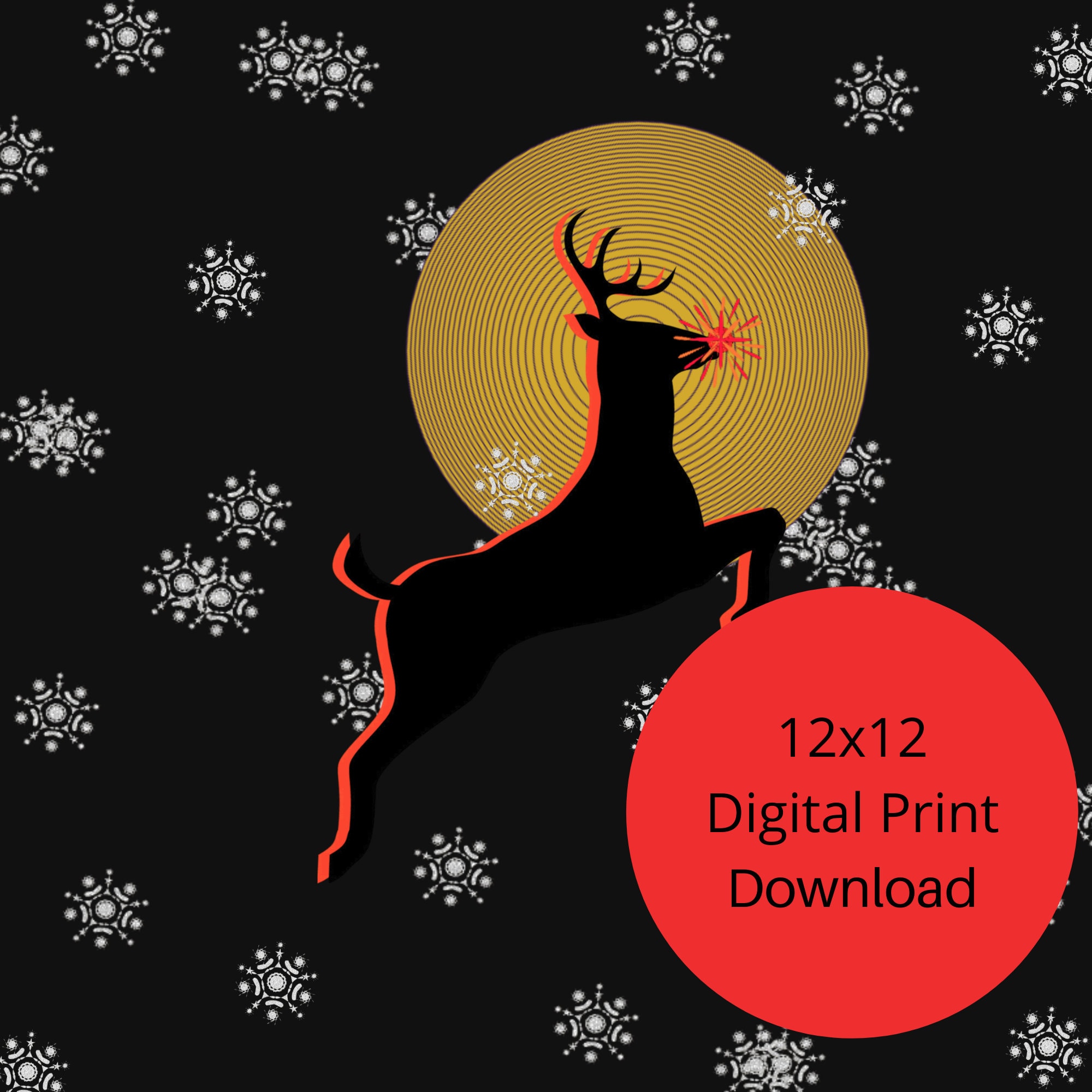 Digital Print Rudolph the Red Nosed Reindeer, Christmas Prints, Holiday ...