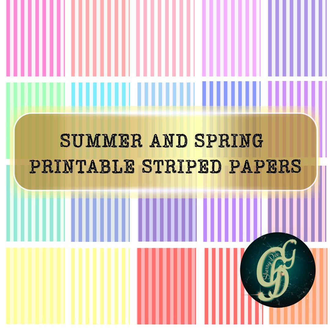 Stripes Spring and Summer Colors Printable Papers; Scrapbooks, Junk ...