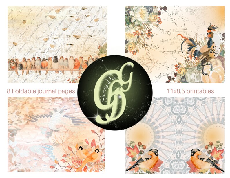 Autumn Flutter Printable Digital Paper; Scrapbooks, Junk Journal ...