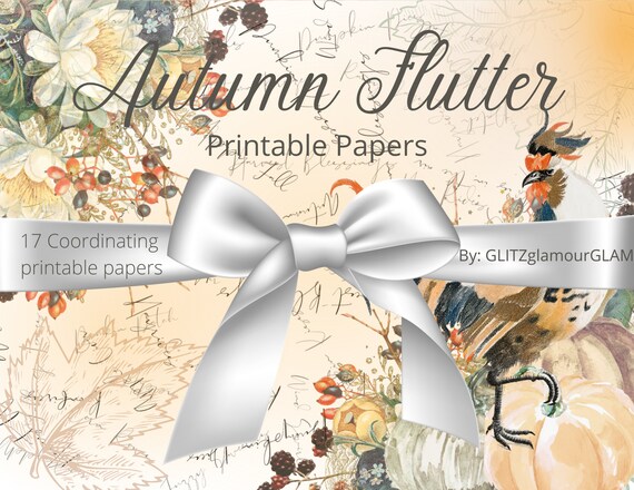 Autumn Flutter Printable Digital Paper Scrapbooks Junk | Etsy