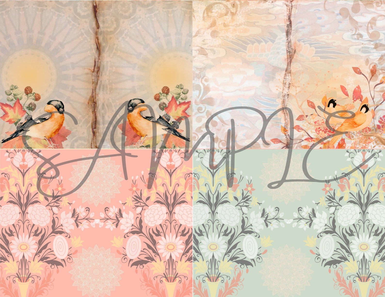 Autumn Flutter Printable Digital Paper Scrapbooks Junk | Etsy