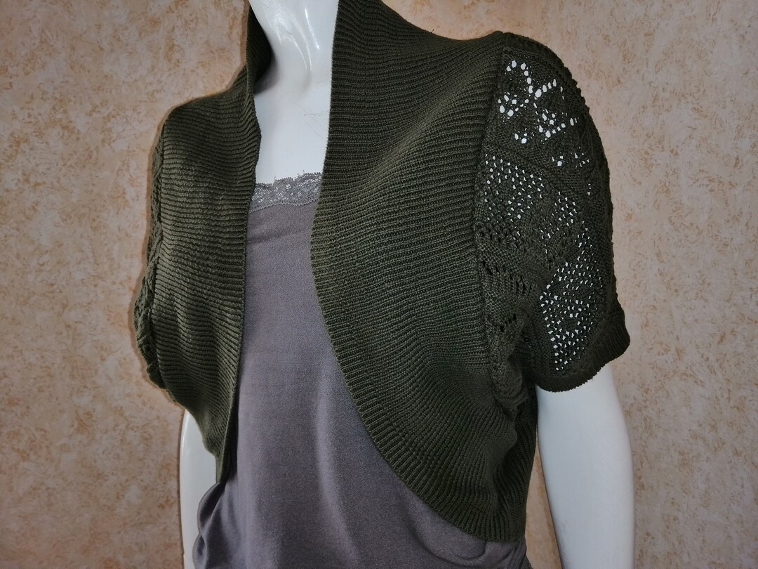 Knitted Ivory Green Bolero Jacket Cotton Net Lace Bridal Wedding ...