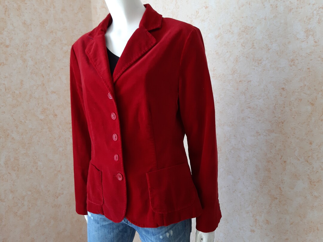 Vintage Blazer Cotton Jacket Women Blazers Red Coat Size 40, M Vintage ...