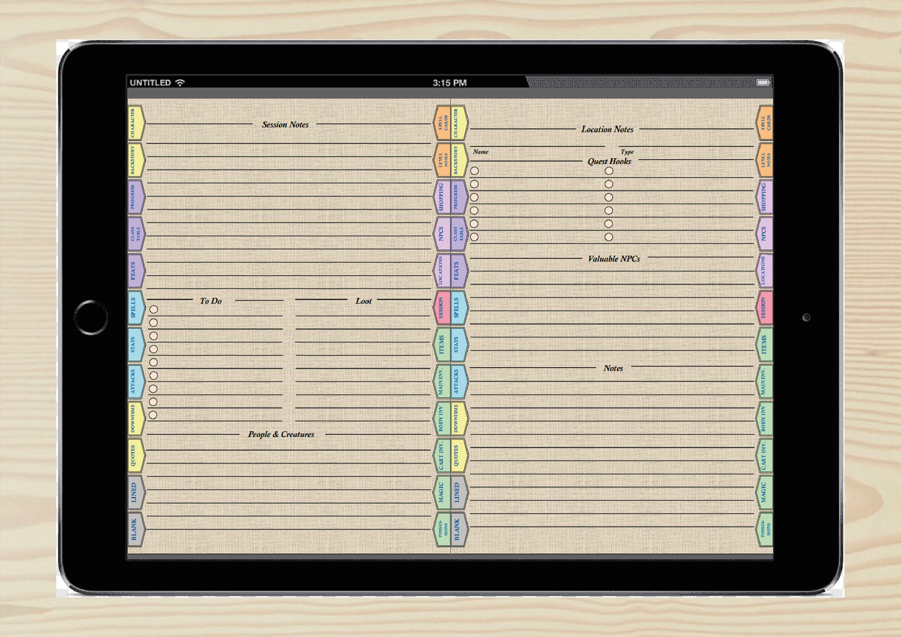 DND Player's Journal Template PDF - Etsy
