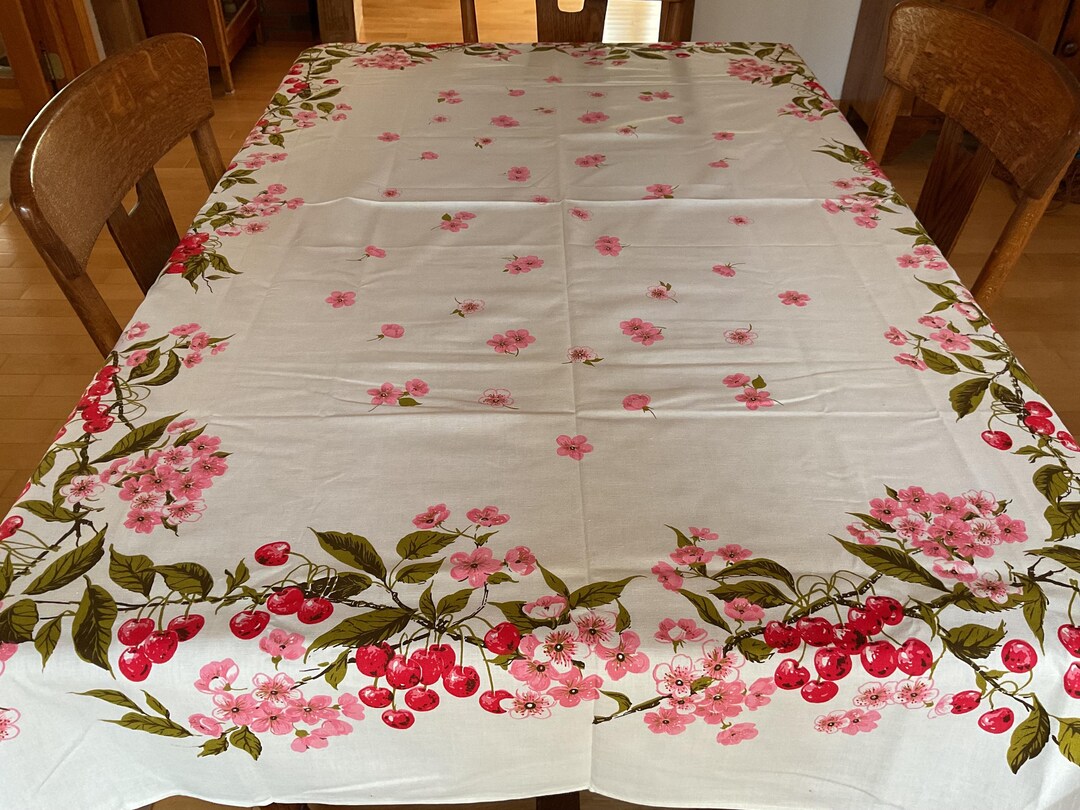 Vintage NOS Cherry Tablecloth - Etsy