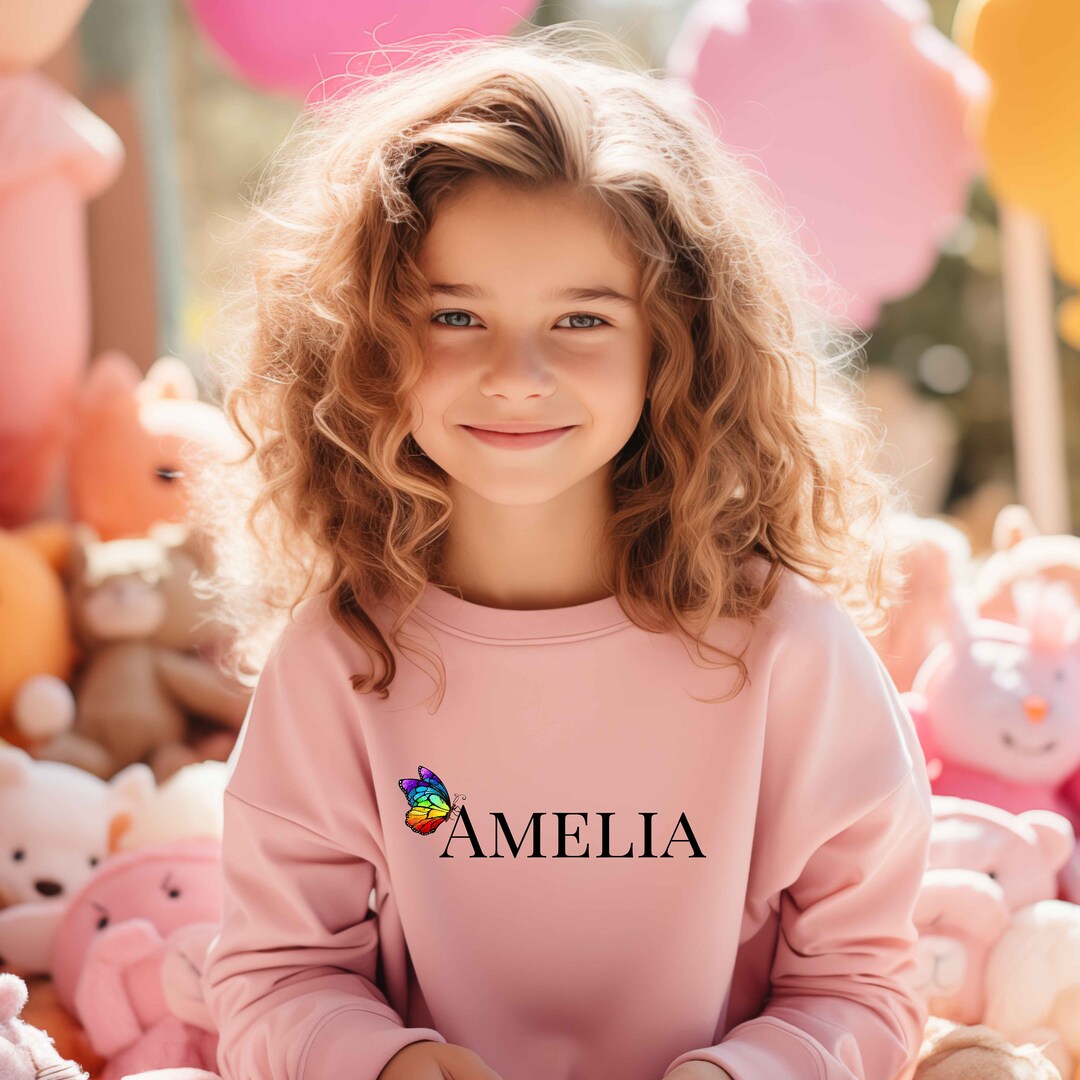Personalised Kids Rainbow Butterfly Name Hoodie for Girls and Boys - Etsy