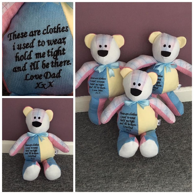 Memory Bear Made From Loved Ones Clothes Memorial Gift. - Etsy