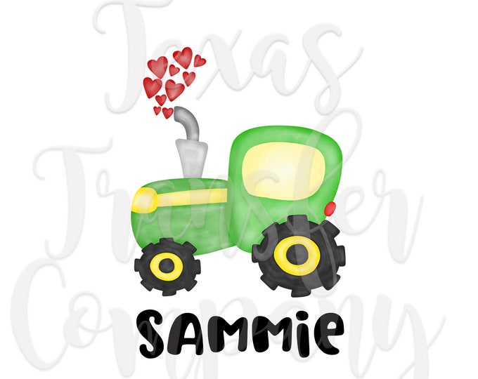 Valentine's Day Tractor DTF Transfer Loads of Love, Green Tractor With ...
