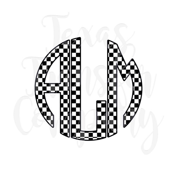 Black and White Check Round Monogram Customized Sublimation - Etsy