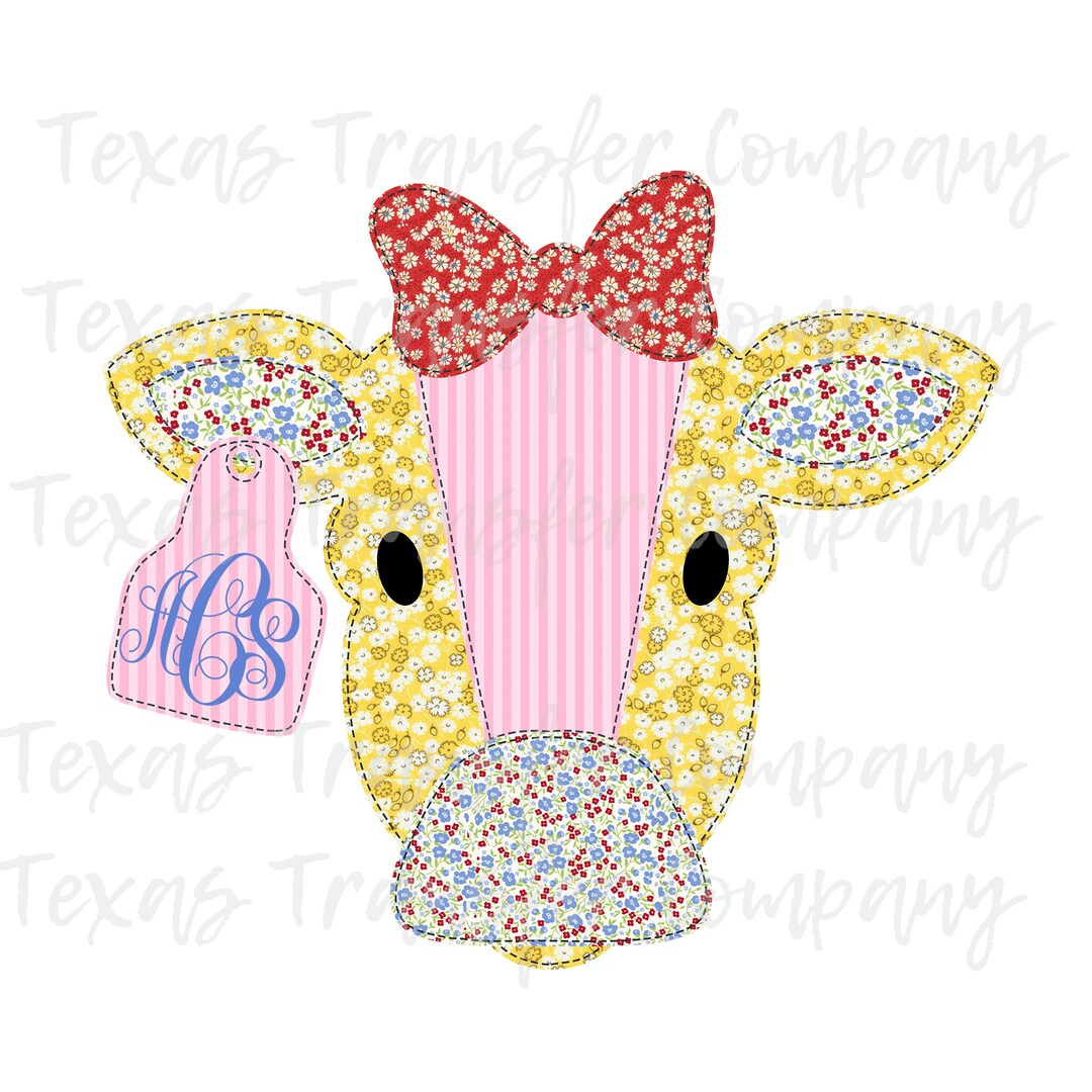 Faux Appliqué Cow Sublimation Transfer, Cotton Heat Transfer Ready to ...