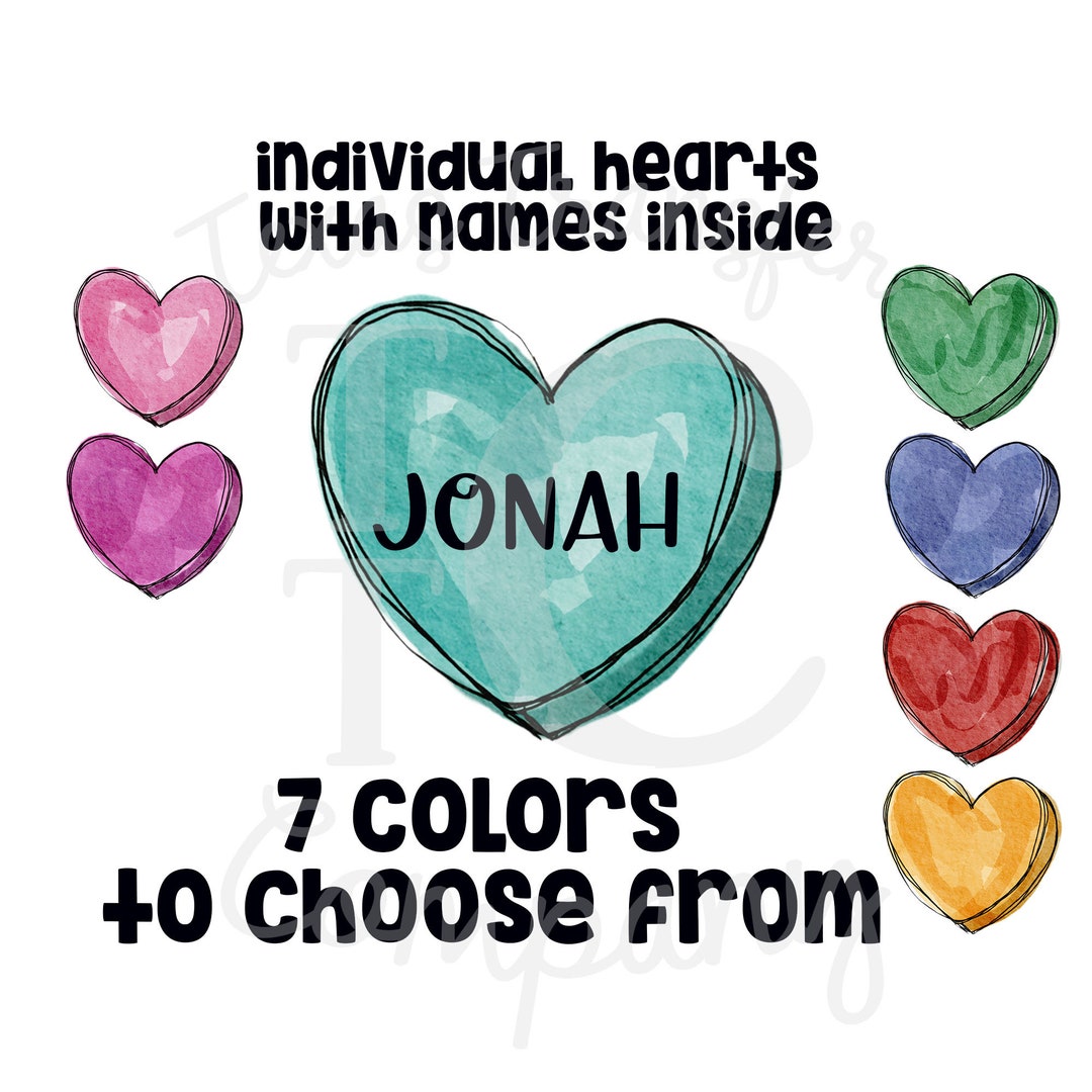 Valentines Hearts With Names Inside Sublimation Transfer, Valentine ...