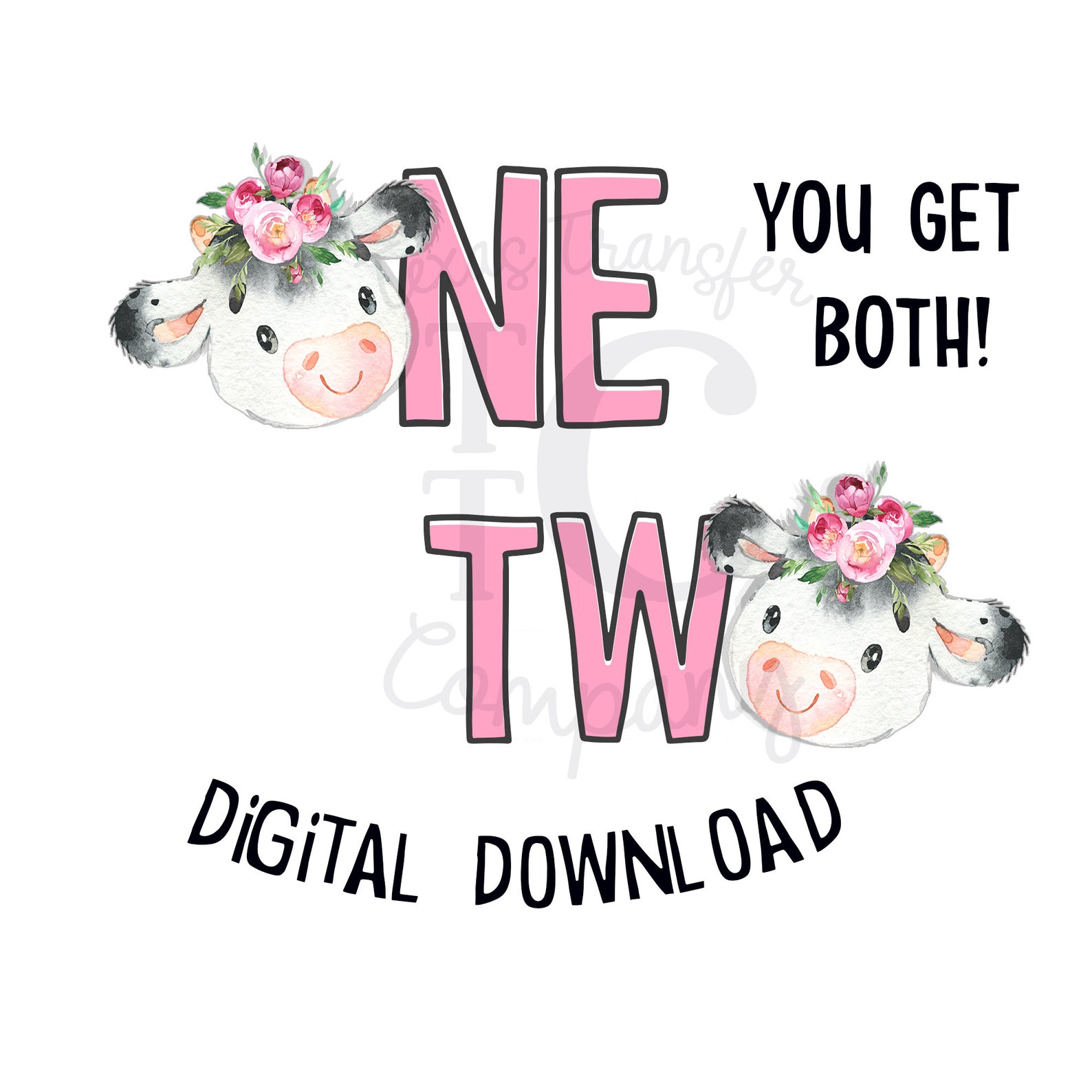 Cow First Birthday Digital Download One Cow Birthday Png | Etsy