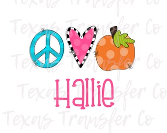 Sublimation & Htv Transfers Peace Love Pumpkins - Etsy