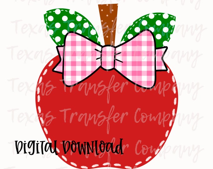 Apple Digital Download, Back to School Digital Design, Back to School ...