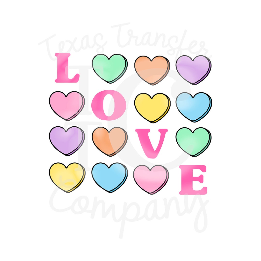 Conversation Heart Sublimation Transfer Ready to Press, Cotton Tshirt ...