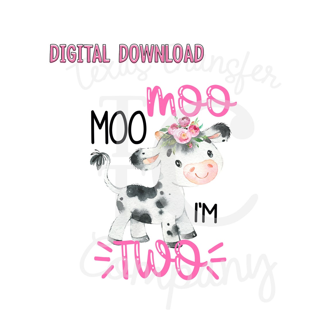 Moo Moo I'm Two Digital Download Cow Birthday Png | Etsy
