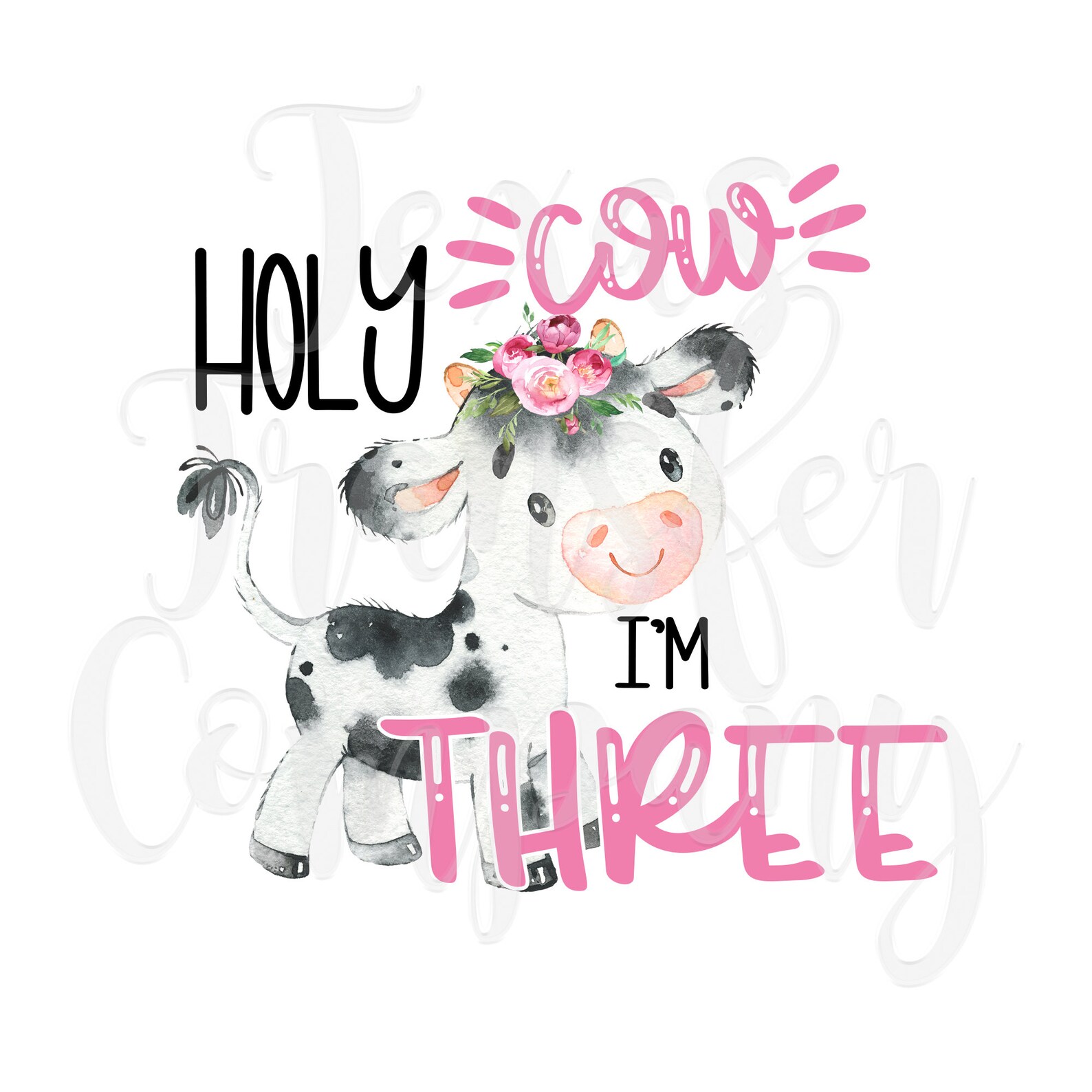 Holy Cow I'm Three Digital Download Cow Birthday Png - Etsy