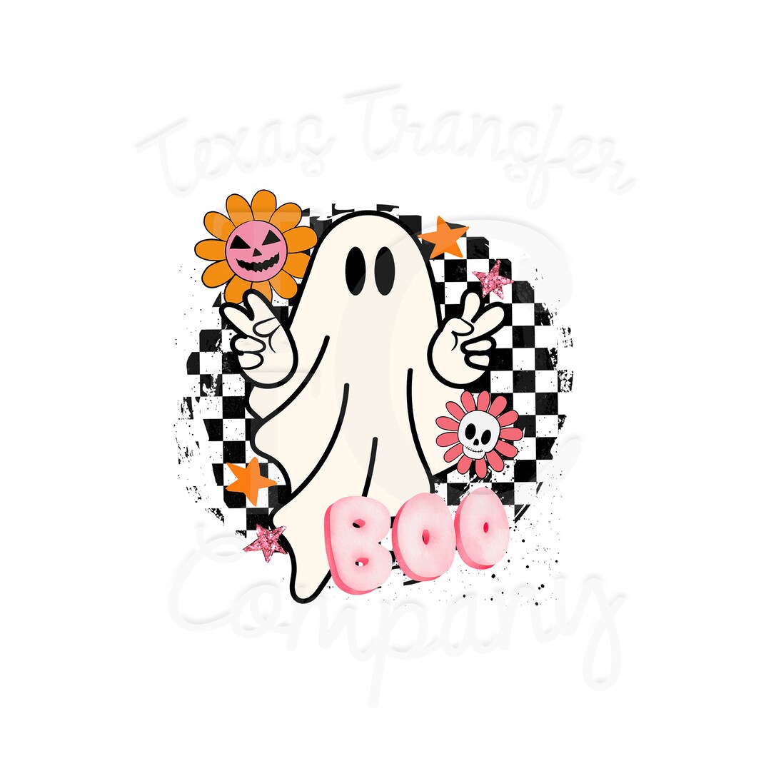 Retro Ghost Sublimation Transfer, Boo, Cotton Transfer, Spooky Transfer ...