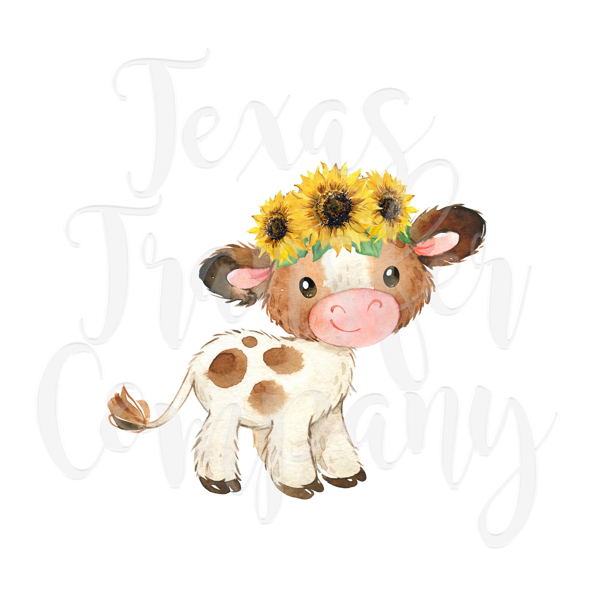 Cute Cow With Sunflowers Sublimation Transfer Cotton Heat - Etsy