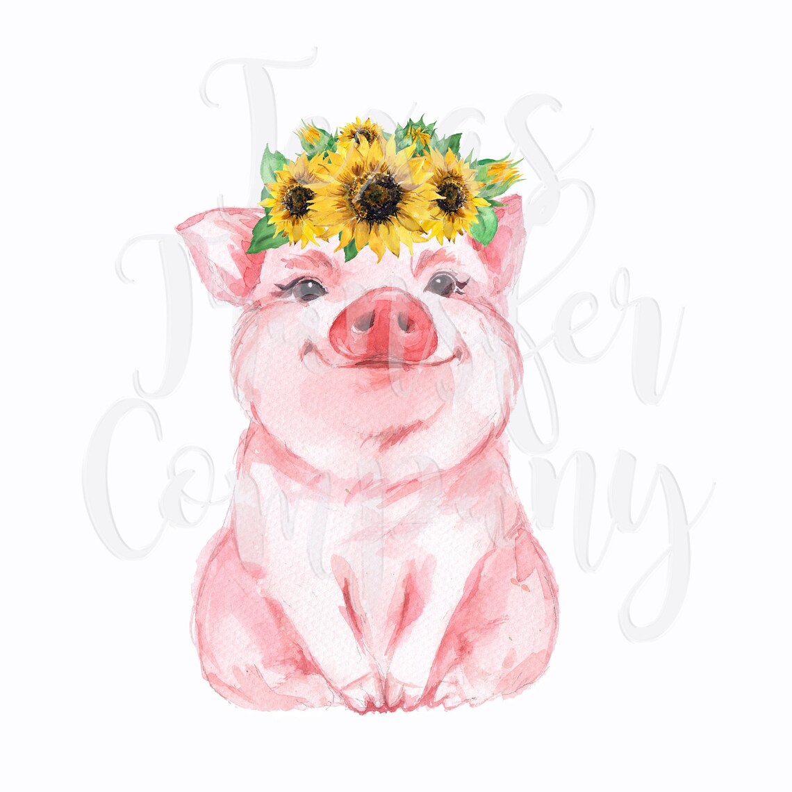 Pig With Sunflower Crown Sublimation Heat Transfer Cotton - Etsy