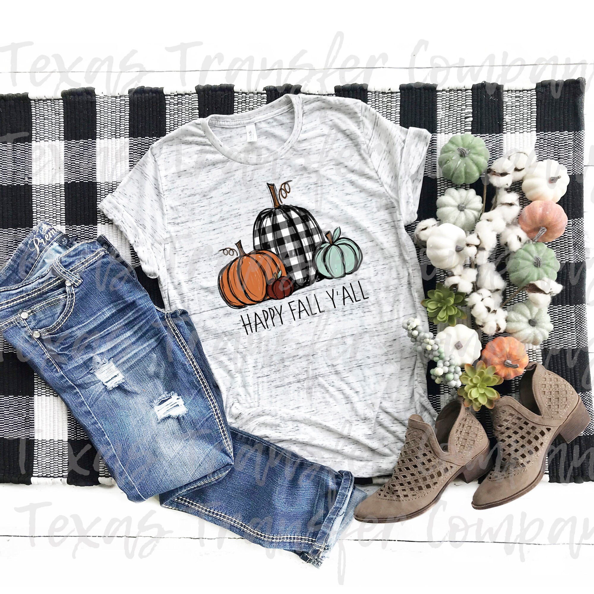 Happy Fall Y'all Sublimation Transfer Cotton Shirt | Etsy