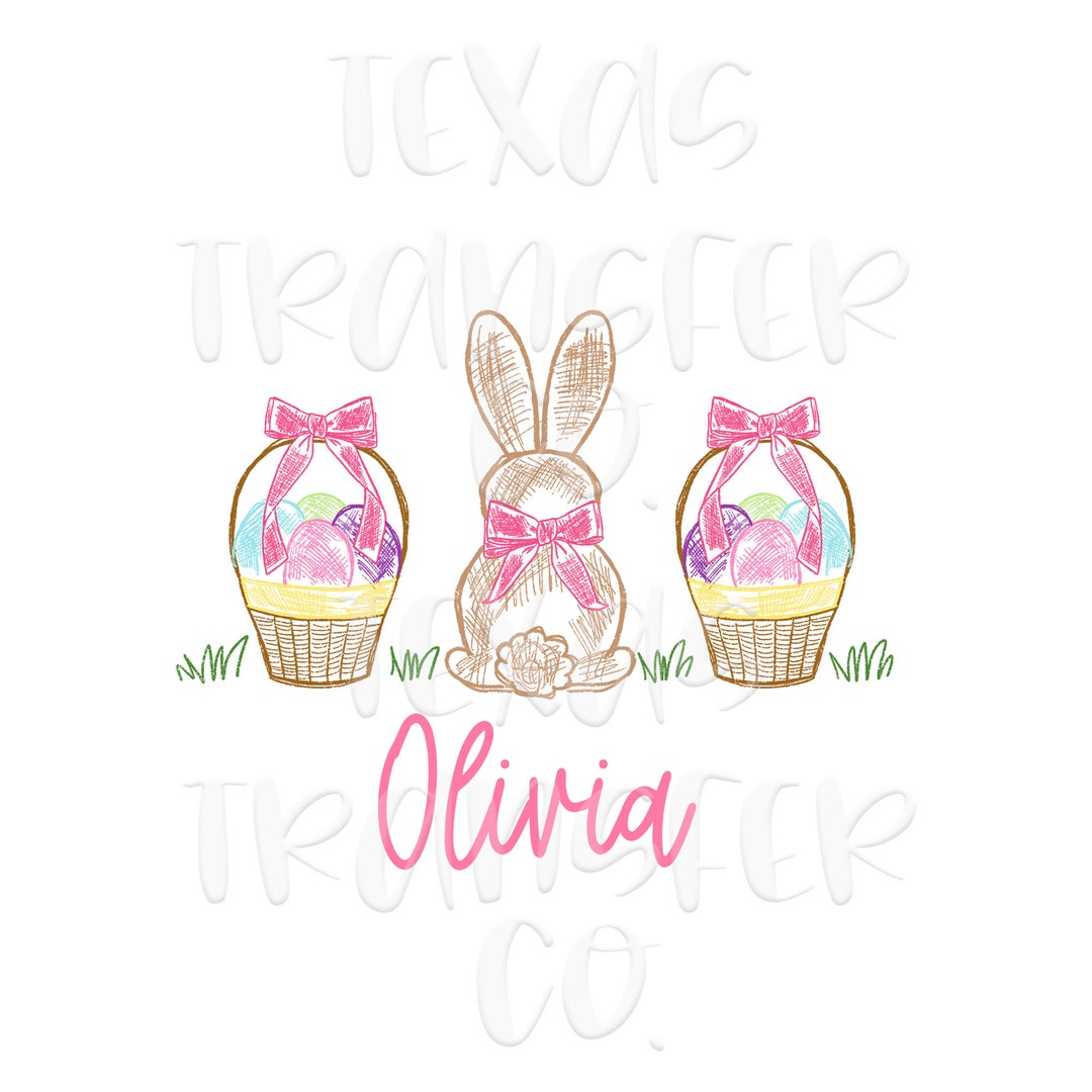 Personalized Easter Bunny Sketch Transfer Ready to Press, Kids Cotton ...