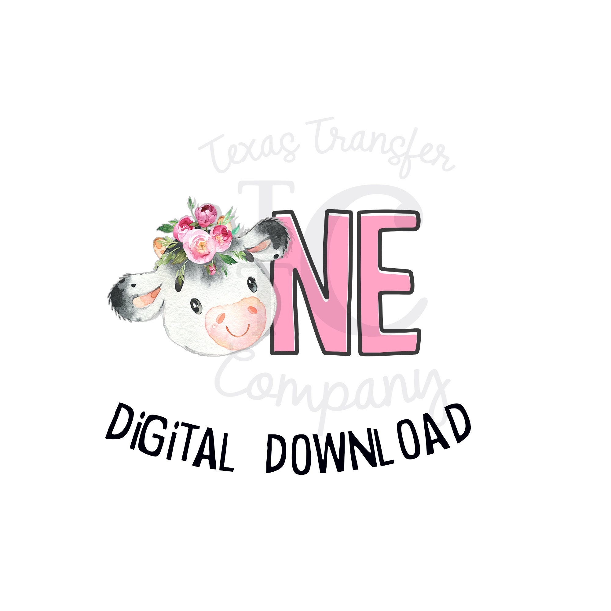 Cow First Birthday Digital Download One Cow Birthday Png | Etsy