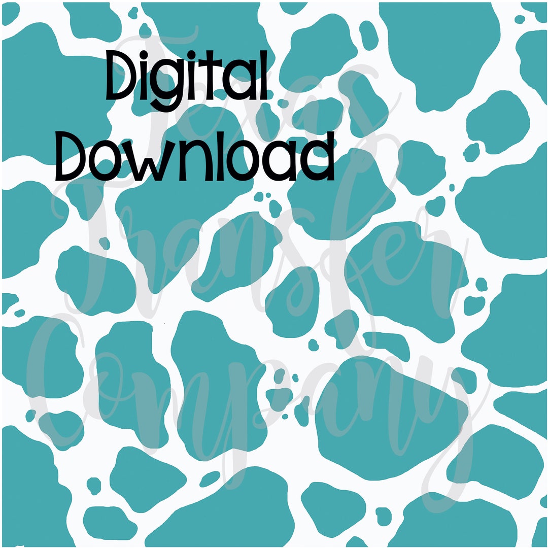 Turquoise Cow Print Digital Download, Cow Print Png, Sublimation File ...