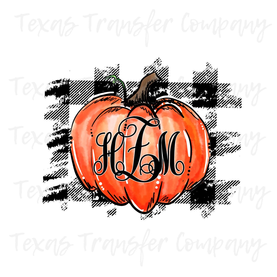 Monogram Pumpkin Sublimation Transfer, Cotton Tshirt Transfer, Ready to ...