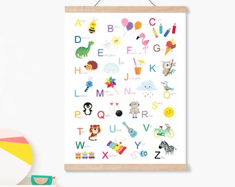 Affiche abécédaire A4 sur le thème des animaux, poster pour apprendre l ...