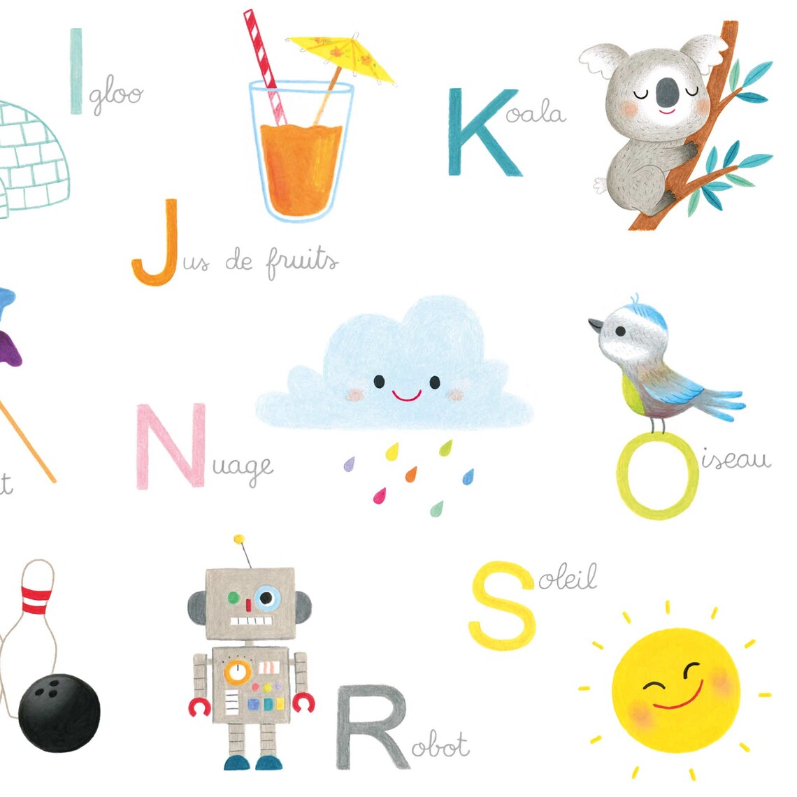 Abécédaire 594 x 42 cm A2 Alphabet illustré Imagier | Etsy