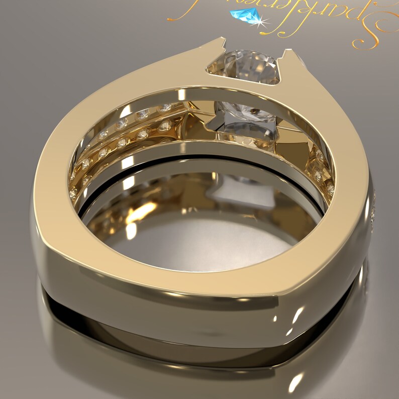 Round Moissanite Men's Ring, Solid Gold Ring for Men, Certified Round ...