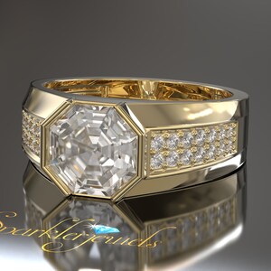 3CT Octagon Cut Men's Ring, Ring for Men, Certified Lab Grown Diamond ...