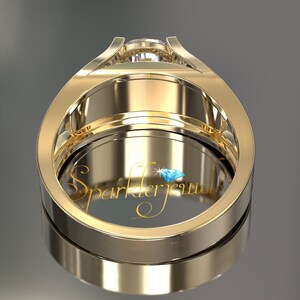 Round Cut Moissanite Men's Ring, Solid Gold Ring for Men, Certified Lab ...