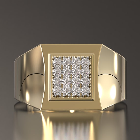 Round Moissanite Men's Ring 14k Solid Gold Ring for Men - Etsy