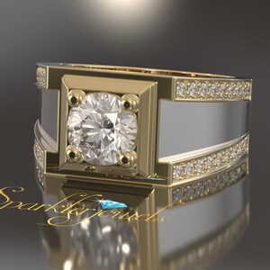 1 CT Round Moissanite Men's Ring, Solid Gold Ring for Men, Certified ...