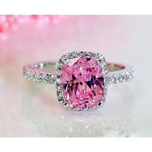Cushion Cut Pink Sapphire Engagement Ring for Women Gem Stone - Etsy