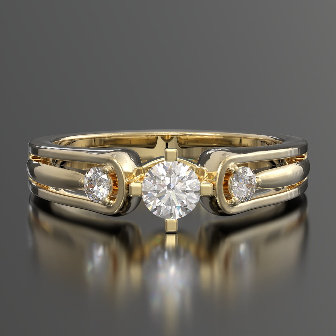 Lab Grown Round Diamond Men's Ring, Solid Gold Ring for Men, Round ...