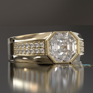 3CT Octagon Cut Men's Ring, Ring for Men, Certified Lab Grown Diamond ...