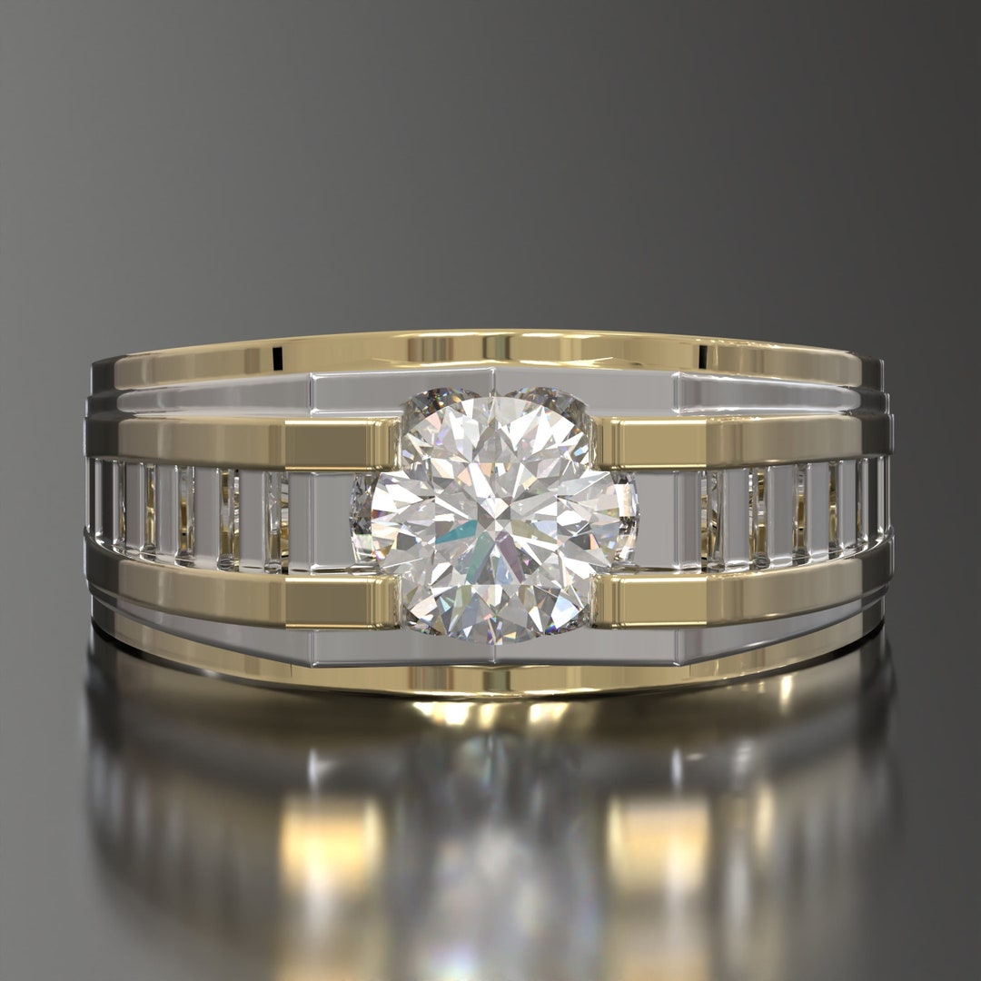 1.2CT Round Cut Moissanite Men Ring, Wedding Ring for Men, Solitaire ...