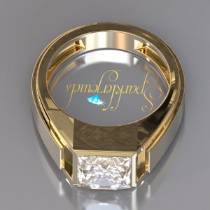 Princess Cut Moissanite Men's Ring, Solid Gold Ring for Men, Solitaire ...