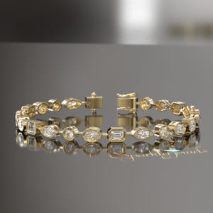 Lab Grown Diamond Tennis Bracelet for Women and Men, Mix Cut Diamond ...