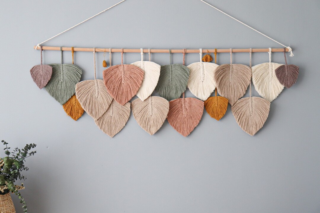 Large Leaves Macrame Wall Hanging, Boho Macrame Headboard Wall Art ...