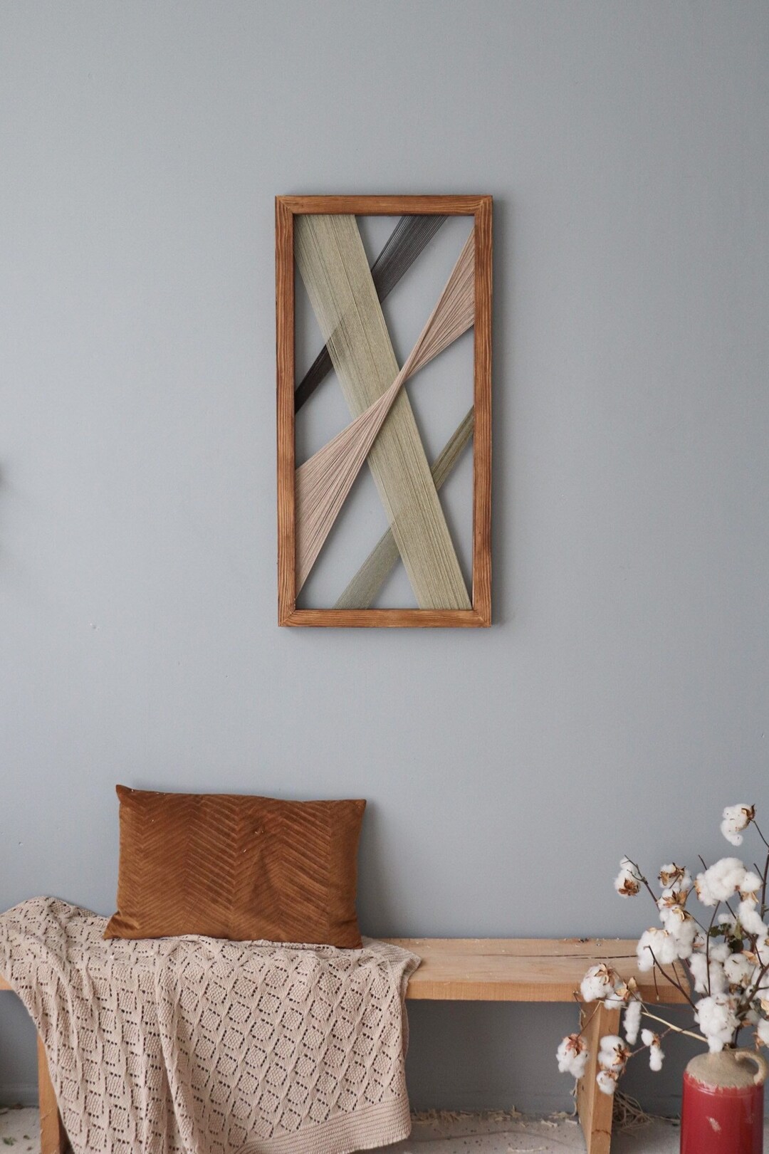 Large Wooden and Fiber Wall Art, Boho Macrame Decor, Oversize Macrame ...