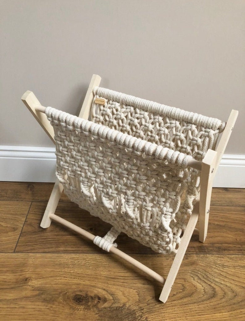 Magazine Newspaper Rack Unique Masterpiece Macrame Boho - Etsy