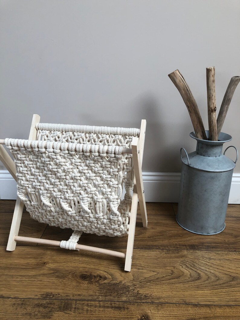 Magazine Newspaper Rack Unique Masterpiece Macrame Boho - Etsy