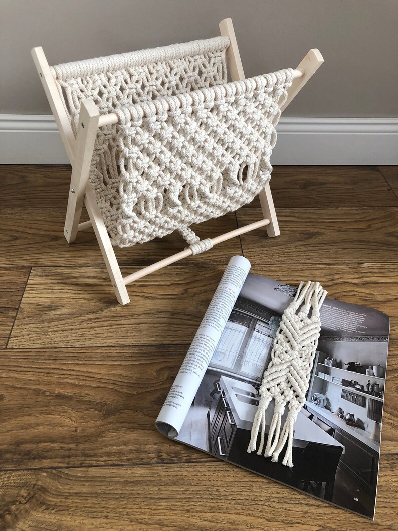 Magazine Newspaper Rack Unique Masterpiece Macrame Boho - Etsy
