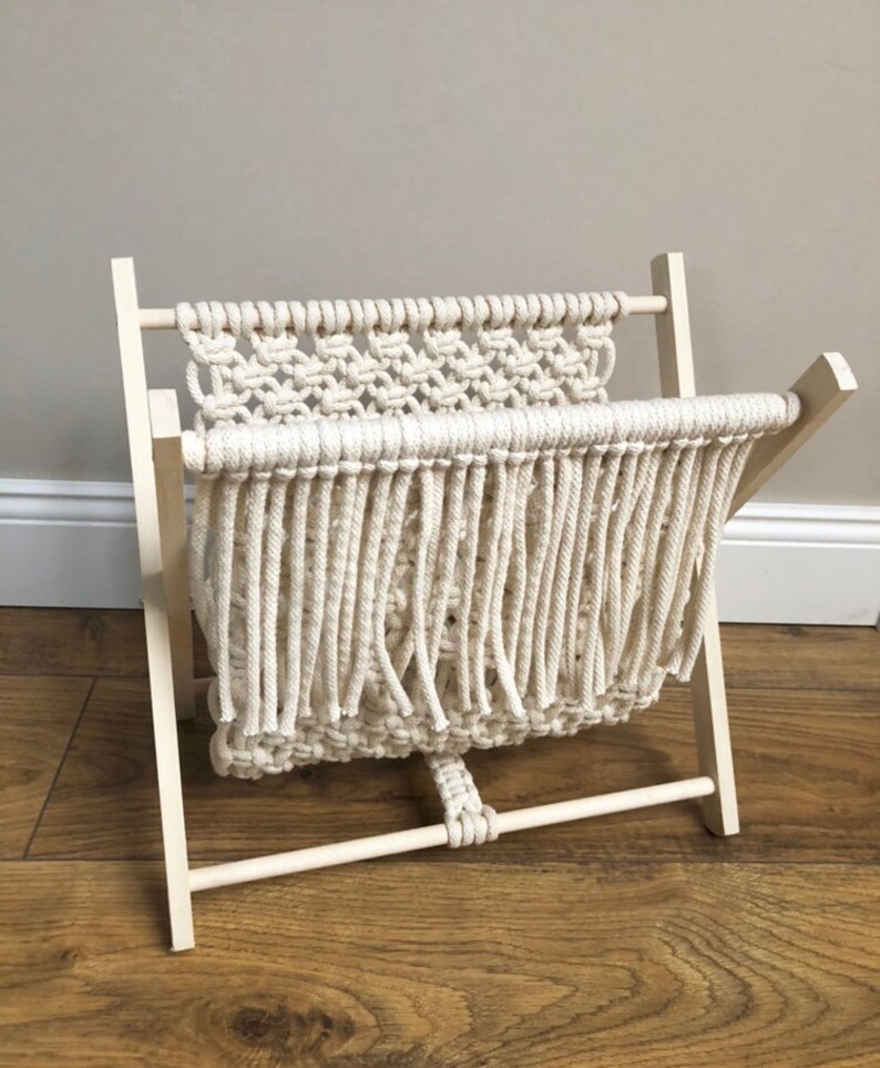 Magazine Newspaper Rack Unique Masterpiece Macrame Boho - Etsy