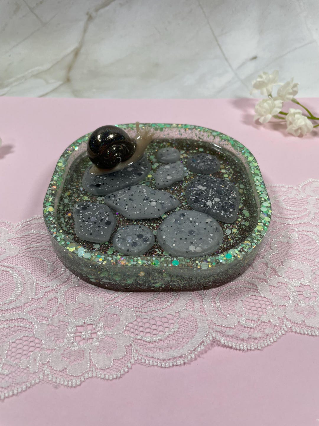 Snail Garden Pathway Tray Resin Jewelry Tray Jewelry Organizer Soap ...